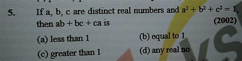 5 if a b c are distinct real numbers and a { 2 } b