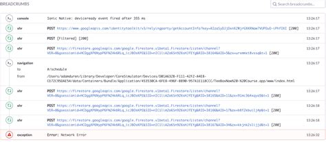 `authnetwork Request Failed` Being Thrown On Cordova App When Sign In