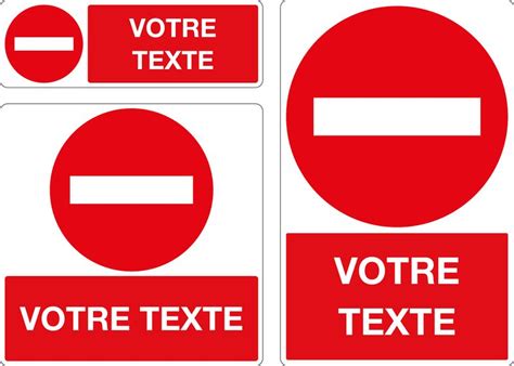 Panneau Sens Interdit Avec Texte Personnalisé Signals