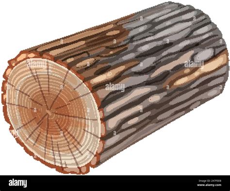 Realistic Wooden Log With Detailed Bark Texture Stock Vector Image