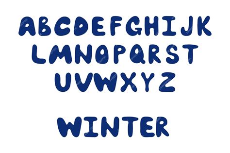Alfabeto Con Letras Mayúsculas Lindo Azul Dibujado A Mano Fuente