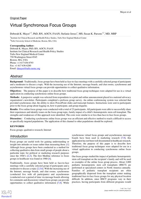 Pdf Virtual Synchronous Focus Groups