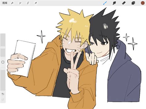 Safebooru 2boys Art Program In Frame Black Hair Black Shirt Blonde