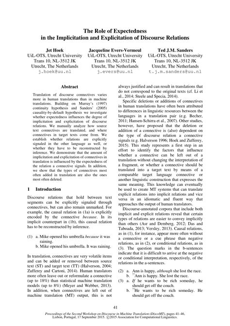 Pdf The Role Of Expectedness In The Implicitation And Explicitation