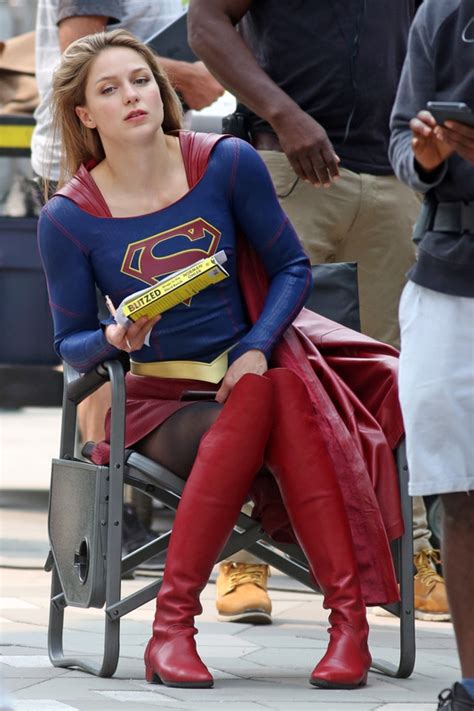 Melissa Benoist Pantyhose Filming Supergirl In Vancouver LEGS COOL