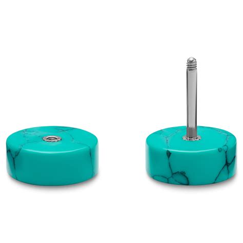 Satago 10 Mm Turquoise And Stainless Steel Faux Plug Stud Earring In