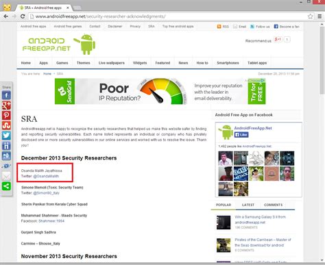 Acknowledged By AndroidFreeApp Blog Of Osanda