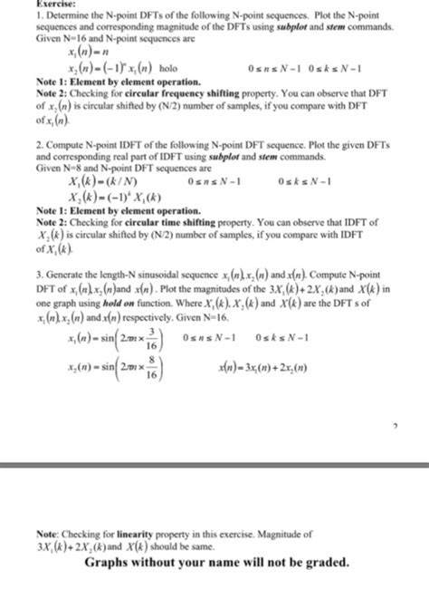 Solved Determine The N Point Dfts Of The Following N Point