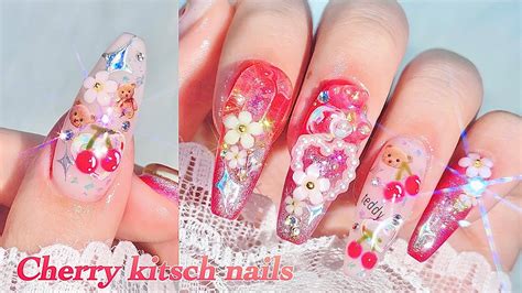 Sub상큼한 체리 키치네일🍒 젤연장 여름네일 자석젤네일 연장네일 셀프네일 네일asmr Youtube