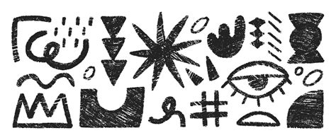 손으로 그린 크레용 낙서 구불구불한 곡선 왕관 화살표 및 눈 추상적인 펑키한 모양과 분필 질감의 화살표 어린아이 같은 벡터 그림입니다 Brand Name Online