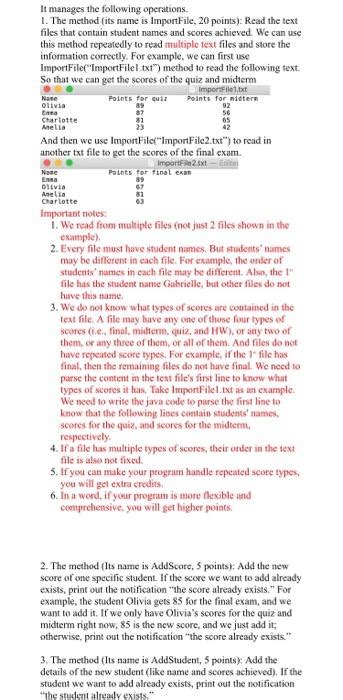 Solved It Manages The Following Operations 1 The Method