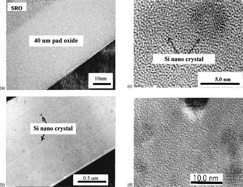 a hrtem image showing the contrast between the thermally grown pad