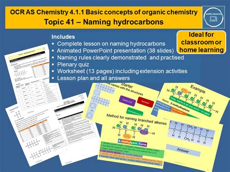Naming Hydrocarbons With Quiz AS Teaching Resources