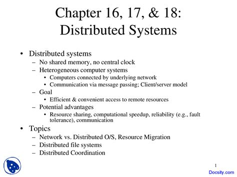 Distributed Systems Operating System Lecture Slides Docsity