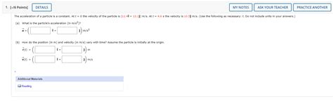 Solved B How Do The Position In M And Velocity In M S Chegg Com