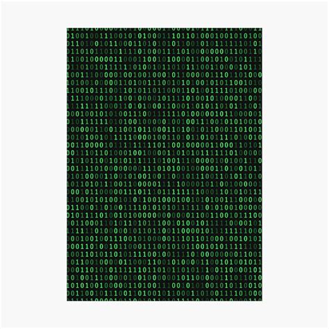 Binary Code Pattern 10101 Green Neon Retro 80s Computer Screen Black