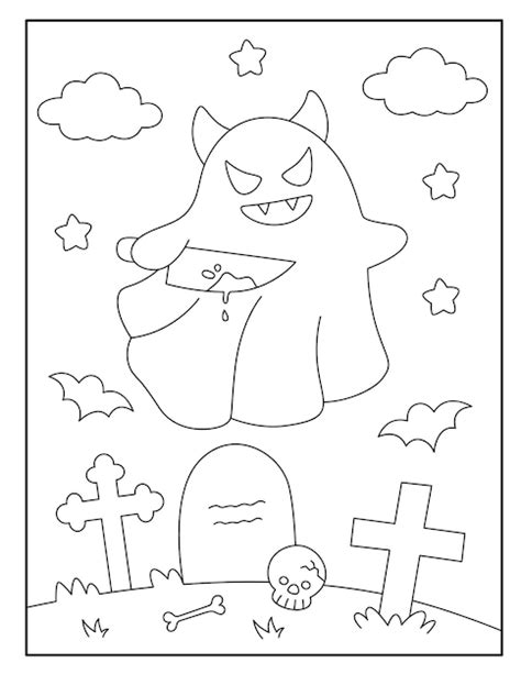 아이들을 위한 할로윈 색칠 공부 페이지 프리미엄 벡터