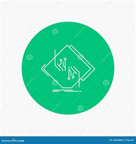 Board Chip Circuit Network Electronic White Line Icon In Circle Background Vector Icon