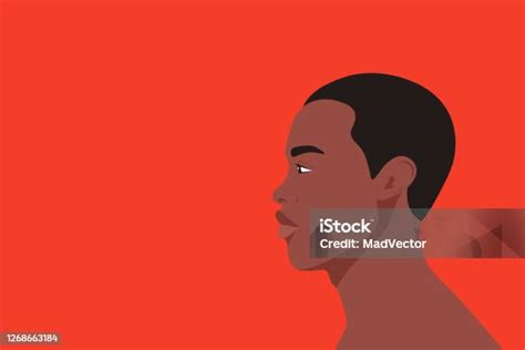 빨간 배경에 젊은 아프로 흑인 남자의 초상화 아바타 남성 캐릭터 만화 얼굴 한 사람 벡터 일러스트레이션 남자에 대한 스톡 벡터