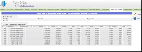 Displaying Item Cost Detail In Sage Crm From Sage 100 Using Gumu
