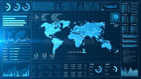 world map data analysis technology interface display data visualization interface with world