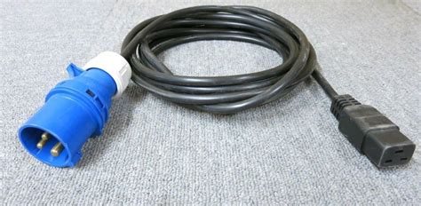4 5m Iec C19 To Ip44 16a Pce Commando Blue Plug Power Lead Cable