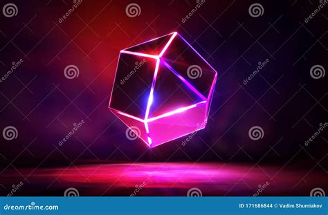 3d Render Glowing Lines Neon Lights Abstract Background Cube Cage Ultraviolet Infrared