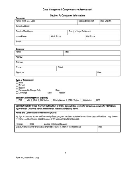 Online Case Management Needs Assessment Form Fill Out