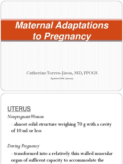 5 Maternal Adaptations To Pregnancy By Dr Catherine Torres Jison Pdf Angiotensin