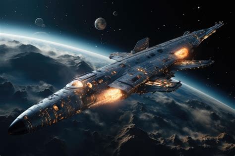 Premium Ai Image Private Spacecraft Orbiting The Earth Seen From The