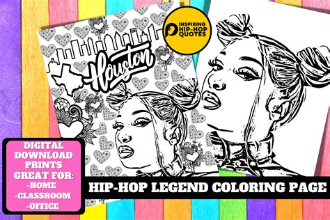 Hip Hop Legend Rapper Coloring Page Printable Coloring Page Adult Color