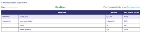 Food Traceability Download Free Template
