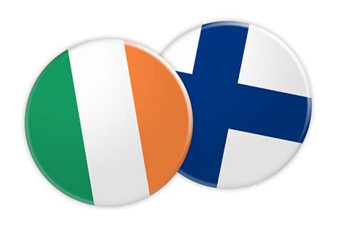 뉴스 개념 아일랜드 플래그에 핀란드 플래그 단추 백색 배경에 3d 그림 3차원 형태에 대한 스톡 벡터 아트 및 기타 이미지 3차원 형태 International