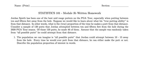 Solved Name Print Section Statistics 101 Module 3b