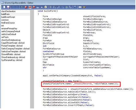 Axaptad365 Corner Error After Clicking On “ Show All Fields” In