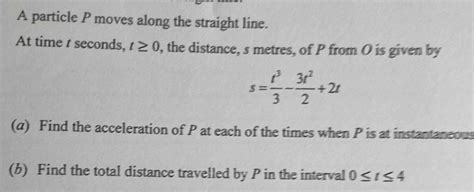 solved a particle p moves along the straight line at time t seconds