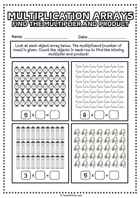 Free Multiplication Arrays Worksheets Teach Prints