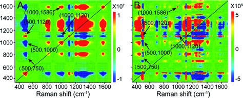A 2d Synchronous And B Asynchronous Raman Correlation Maps For The