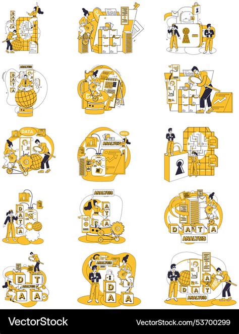 Big Data Analyzing Detectives Lens Deciphers Vector Image