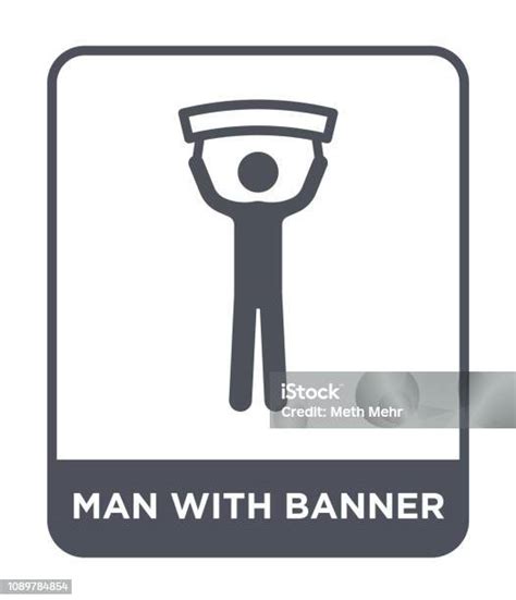 배너 아이콘 벡터 흰색 배경 배너 유행 채워진 아이콘 동작 컬렉션에서 남자와 남자 간판에 대한 스톡 벡터 아트 및 기타 이미지 간판 경영자 고객 Istock