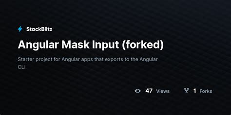 Angular Mask Input Forked Stackblitz