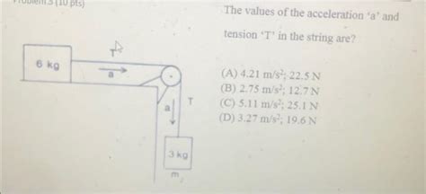 Solved The Values Of The Acceleration A And Tension T Chegg