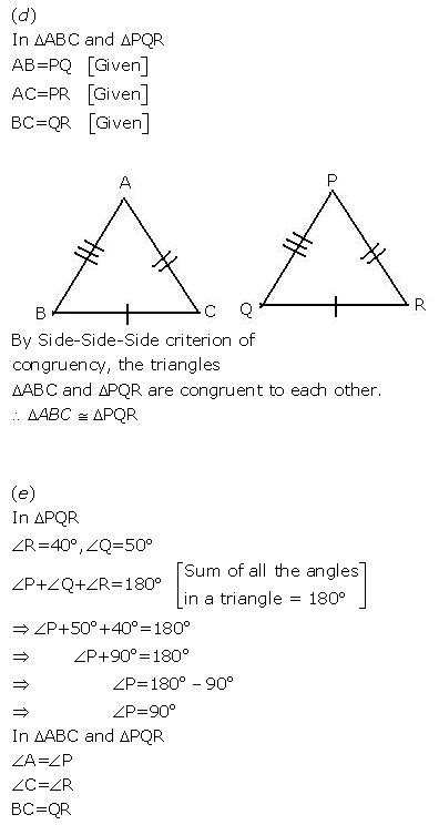 Selina Concise Mathematics Class 9 Icse Solutions Triangles [congruency In Triangles] Math