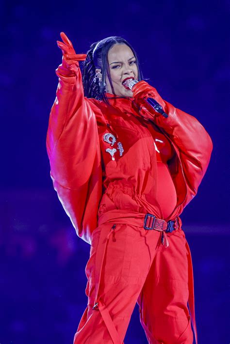 Super Bowl 2023 Pregnant Rihanna Wears Loewe Custom Alaia Us Weekly