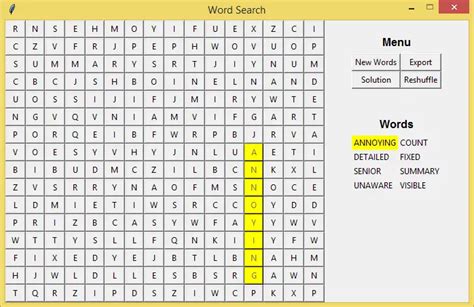 Work Search Game Using Tkinter In Python With Source Code Sourcecodester