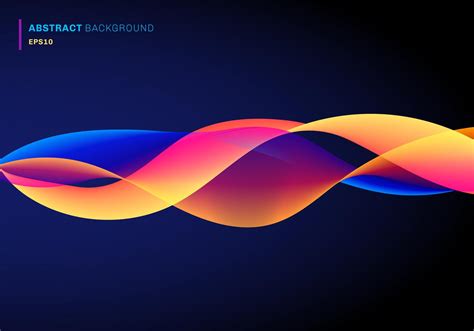 Abstract Fluid With Dynamic Effect Lines Waves Vibrant Color On Dark Blue Background Futuristic