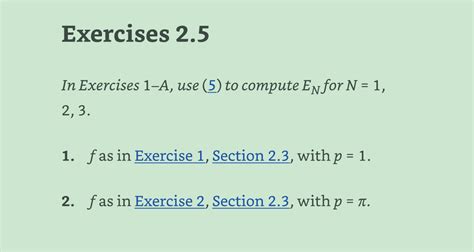 in exercises 1 a use 5 to compute en for n 1 2