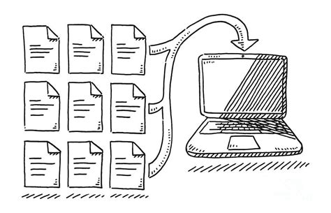 Data Documents Laptop Computer Drawing Drawing By Frank Ramspott Fine