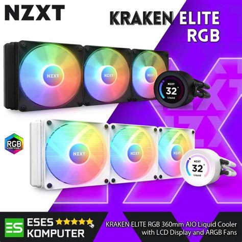Jual Nzxt Kraken Elite 360 Rgb Black White 360mm Aio Liquid Cooler With Lcd Display And Argb