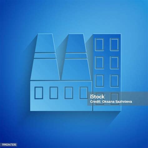 종이 절단 발전소 공장 과 공장 아이콘 파란색 배경에 격리 에너지 산업 개념 종이 아트 스타일입니다 벡터 일러스트레이션 0명에 대한 스톡 벡터 아트 및 기타 이미지 Istock